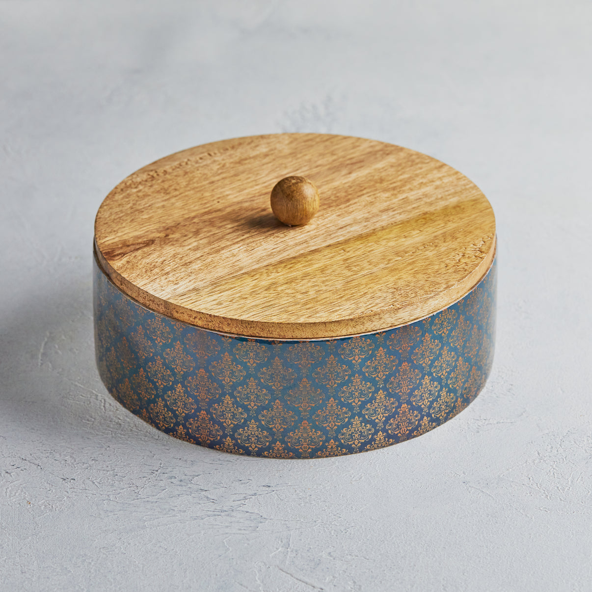 Handmade Wooden Roti Box – Blue Base | Traditional Storage, Elevated S ...