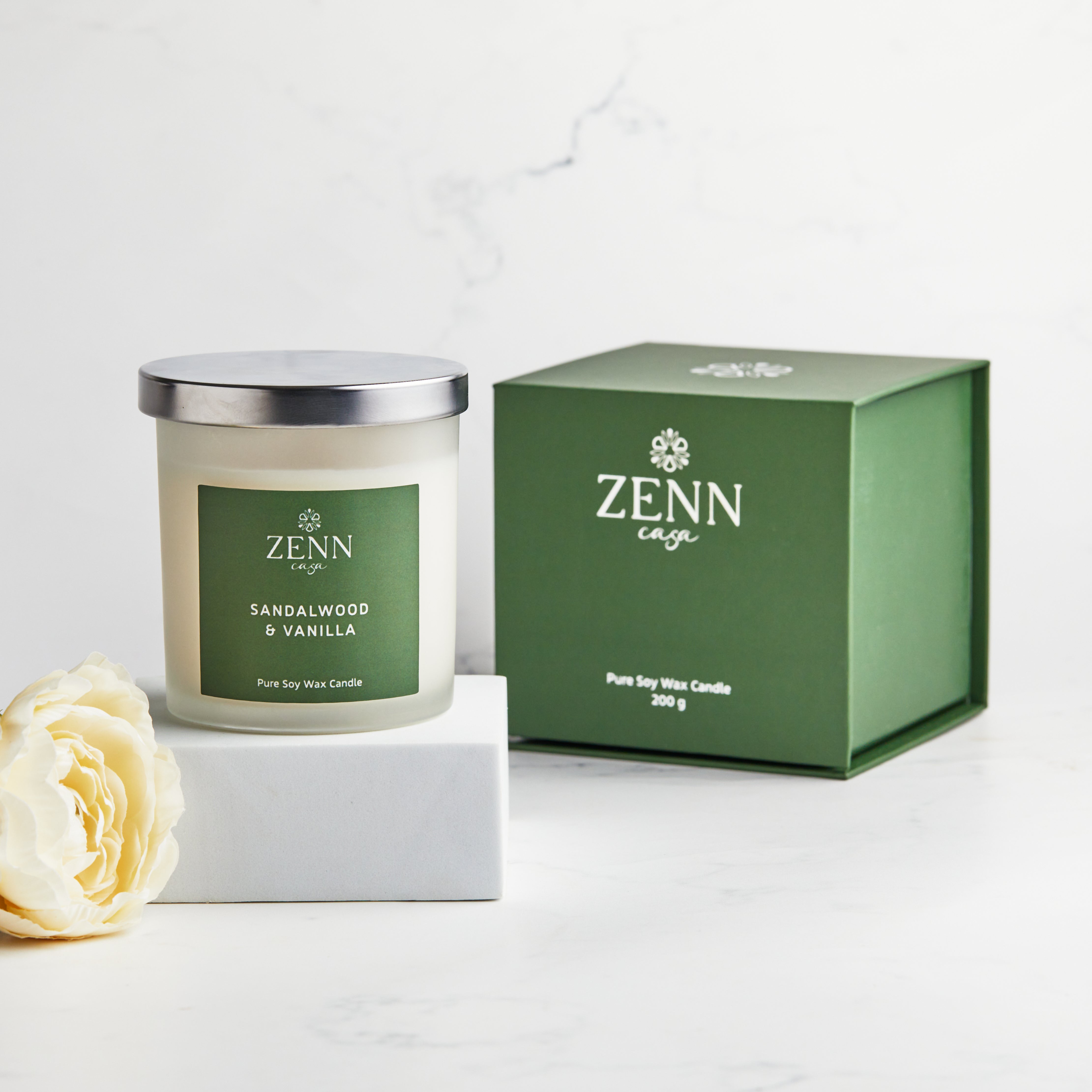 Buy Sandal Wood Vanilla Soy Candle for Home | ZennCasa – Zenn Casa