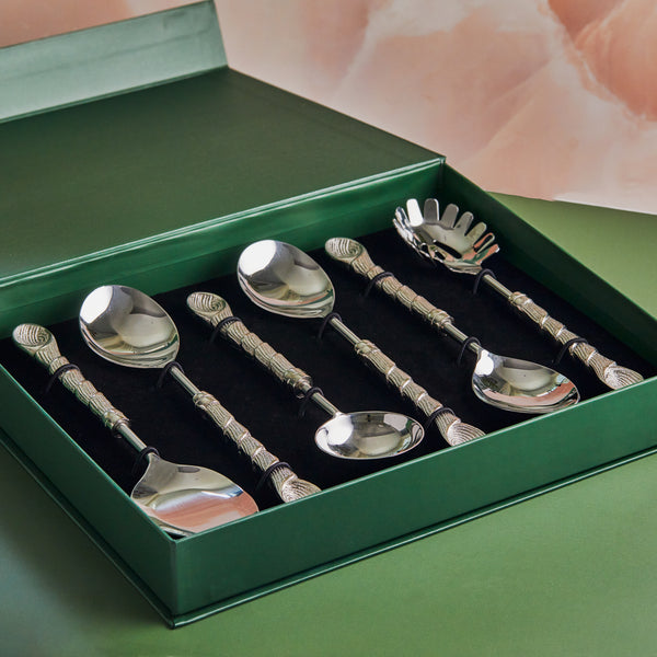 Silver Soirée – 6-Piece Handcrafted Serving Set | Zenn Casa